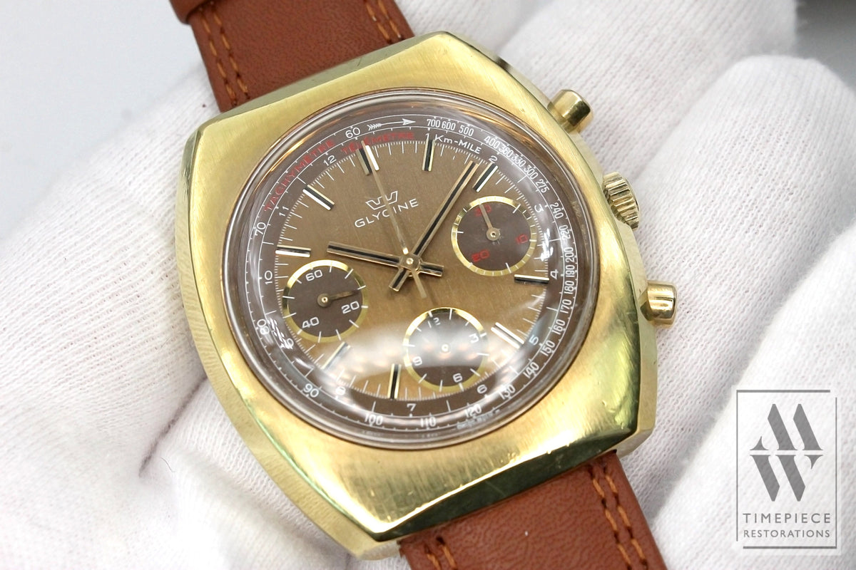 Glycine 1960s-70s Three Register Chronograph - Valjoux Cal. 7736 with ...